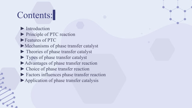 Phase transfer catalysis : Theory and application | PPTX | Chemistry ...