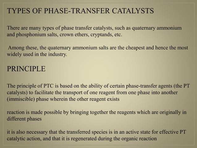 Phase transfer catalyst | PPTX | Chemistry | Science