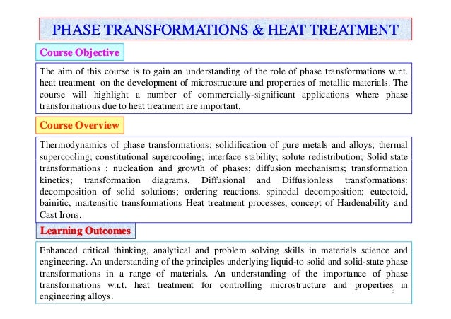 Phase Transformations And Heat Treatment Lecture Notes