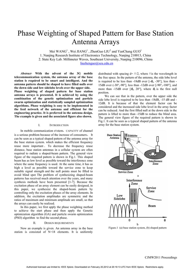 Phase weighting of shaped pattern for base station antenna arrays | PDF