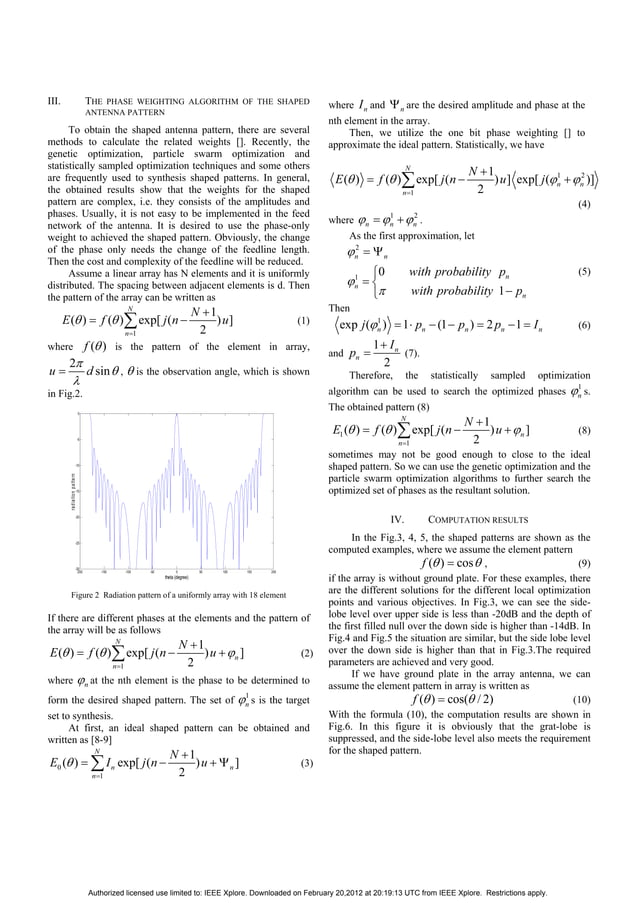 Phase weighting of shaped pattern for base station antenna arrays | PDF