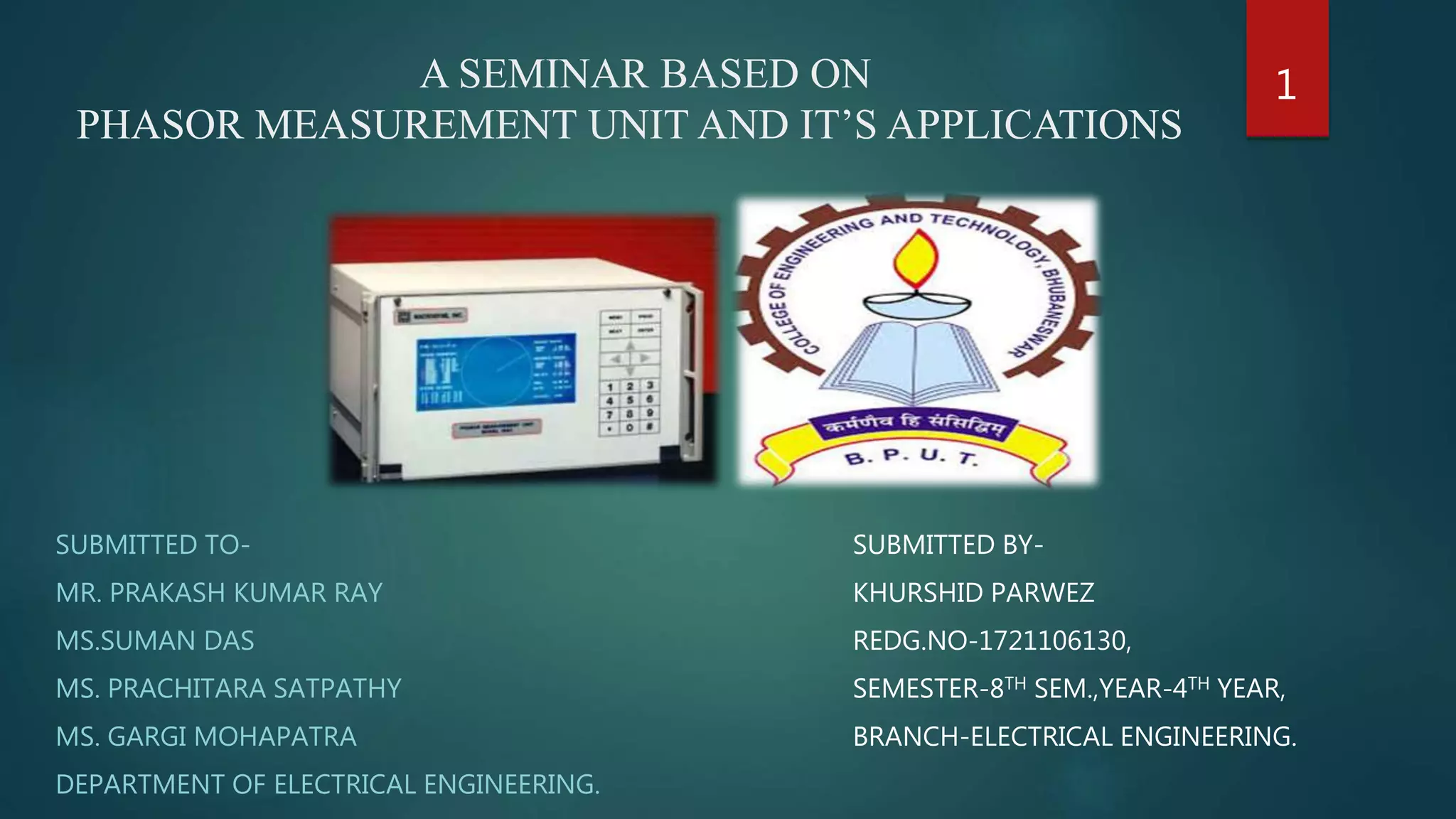 Phasor Measurement Unit And Its Application Ppt Pptx