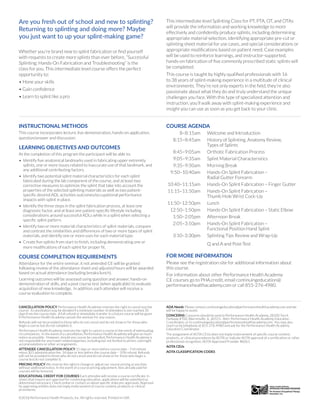 CEU - Successful Splinting Course 9 22 18 Manchester NH | PDF