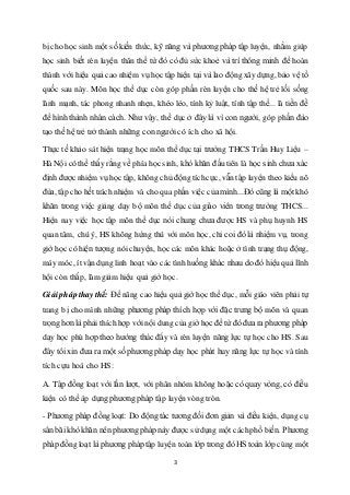 Phát huy năng lực tự học của học sinh thông qua đổi mới phương pháp dạy học môn thể dục tại ...