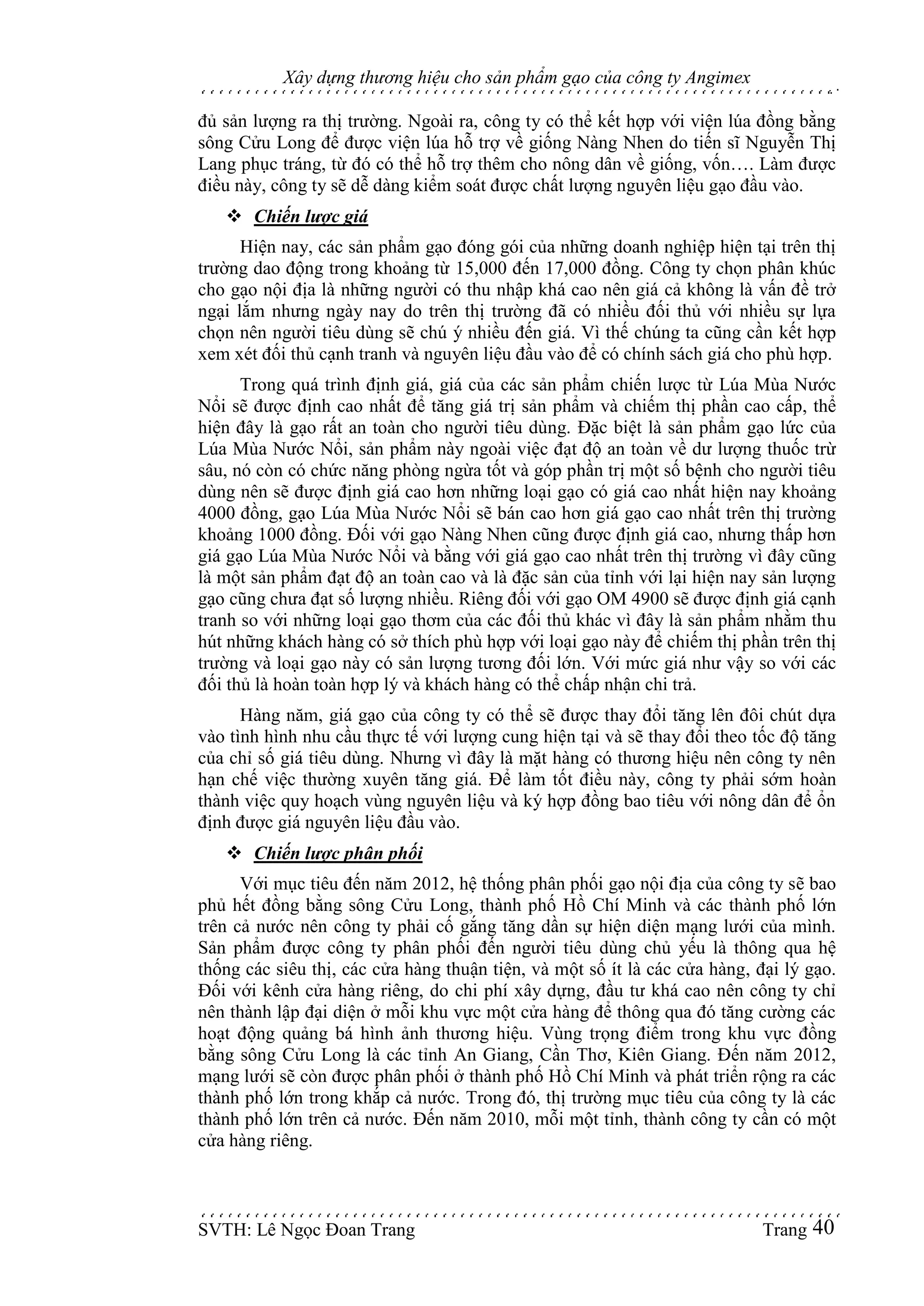 Xây dựng thương hiệu cho sản phẩm gạo của công ty Angimex | DOC