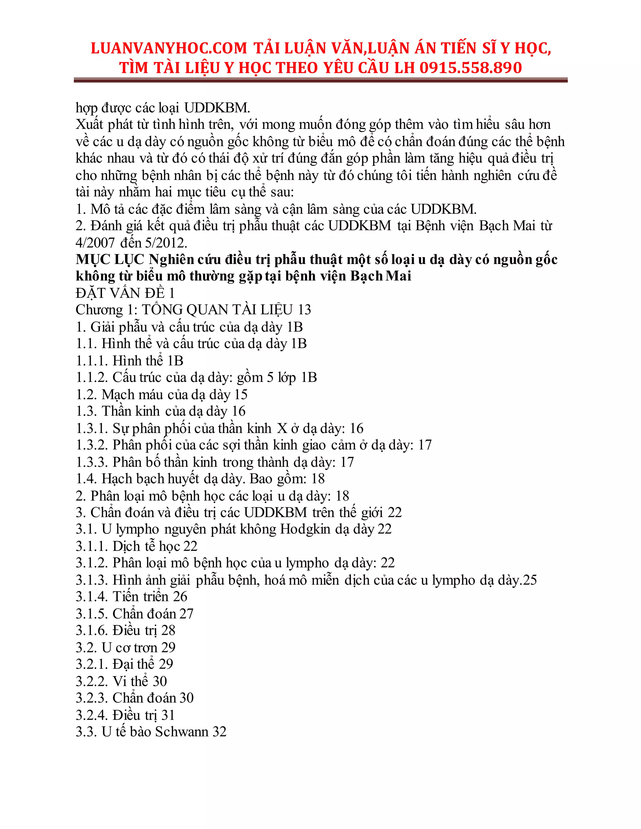 Phau thuat mot so loai u da day co nguon goc khong tu bieu mo | PDF