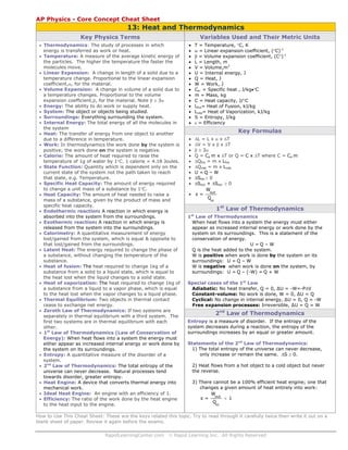 Thermochemistry Equation Sheet