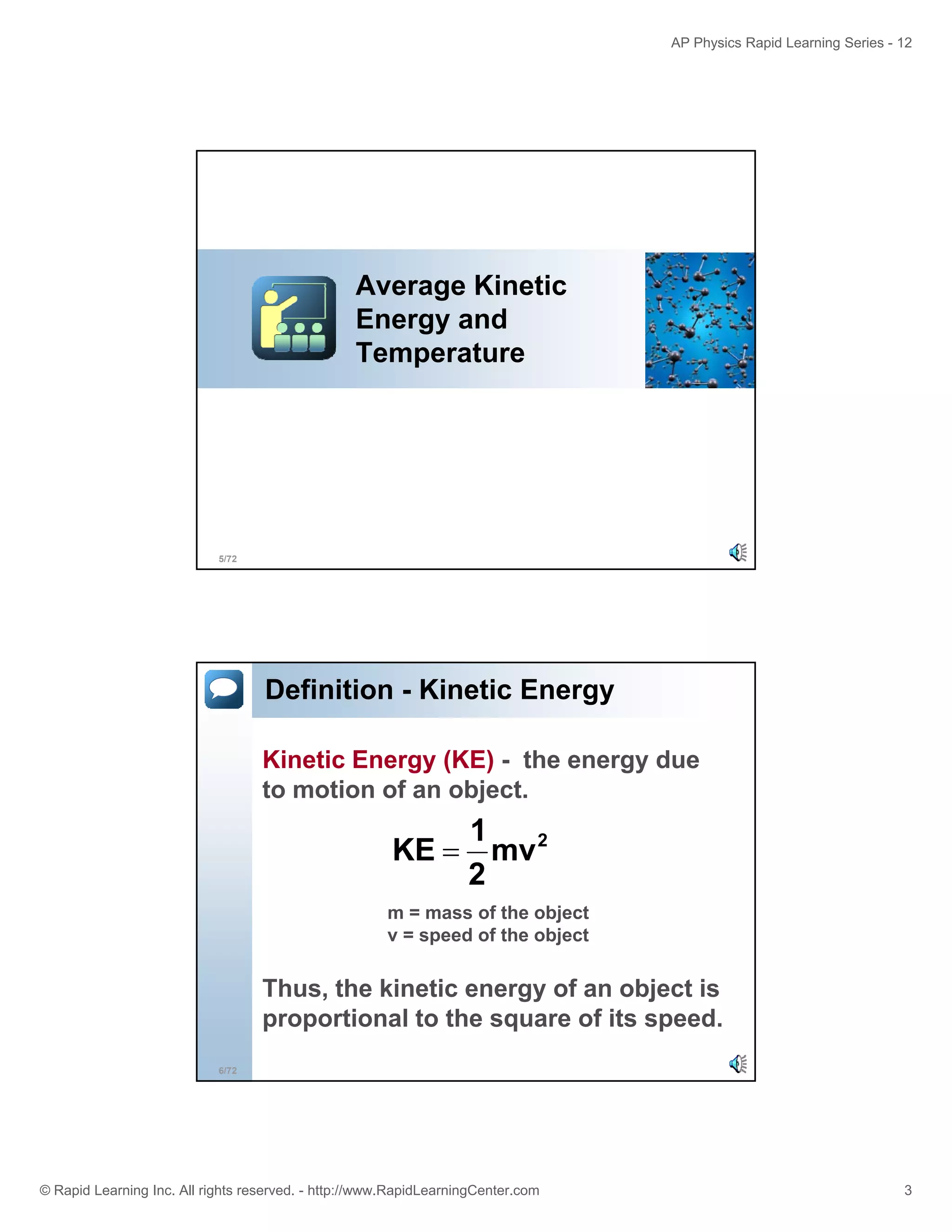 Temperature and Kinetic Theory of Gases slides | PDF