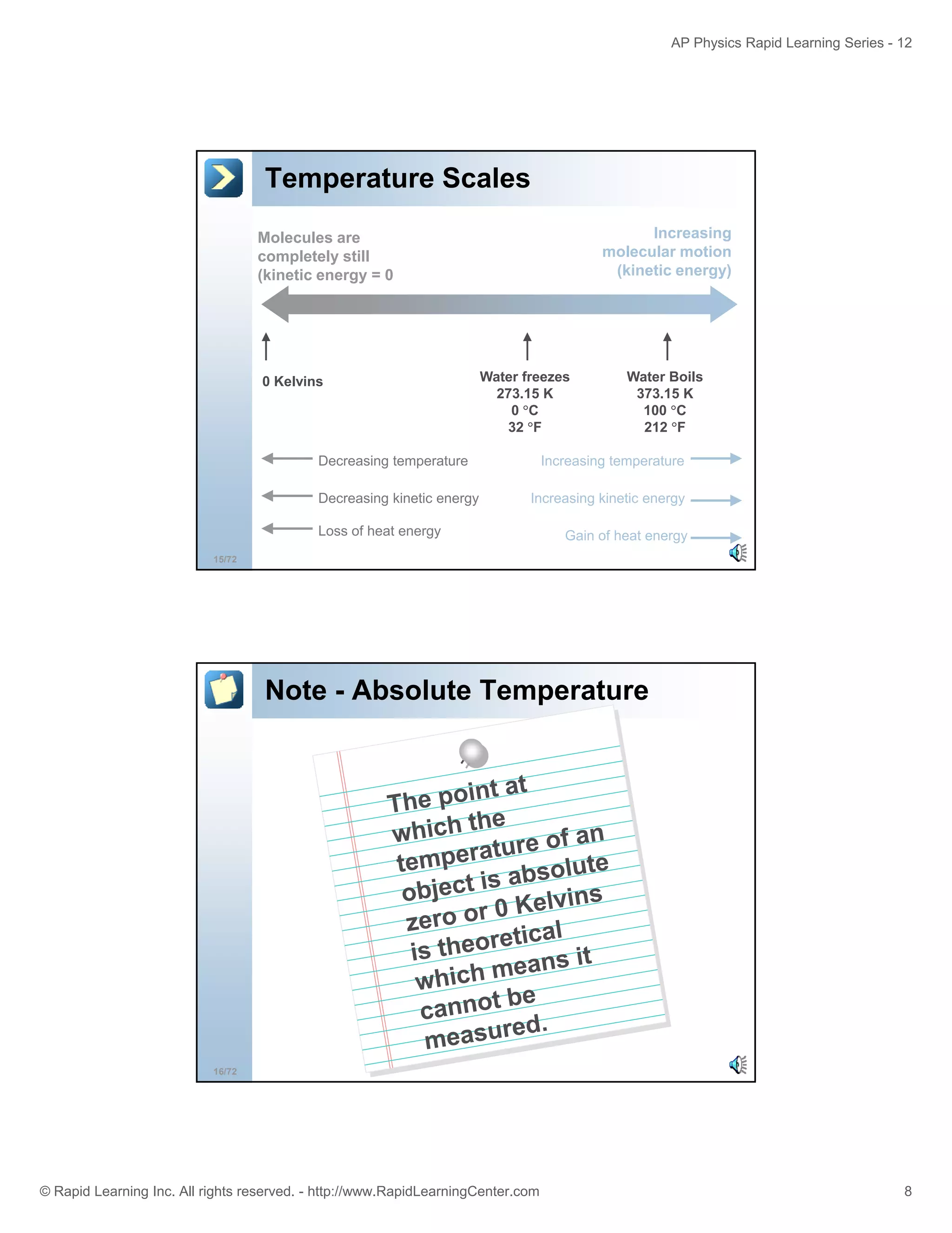 Temperature and Kinetic Theory of Gases slides | PDF