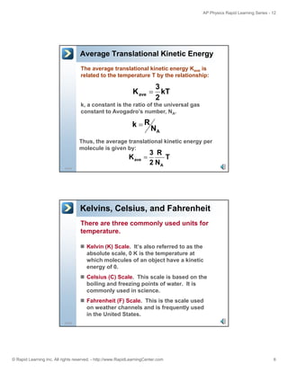 Temperature and Kinetic Theory of Gases slides | PDF