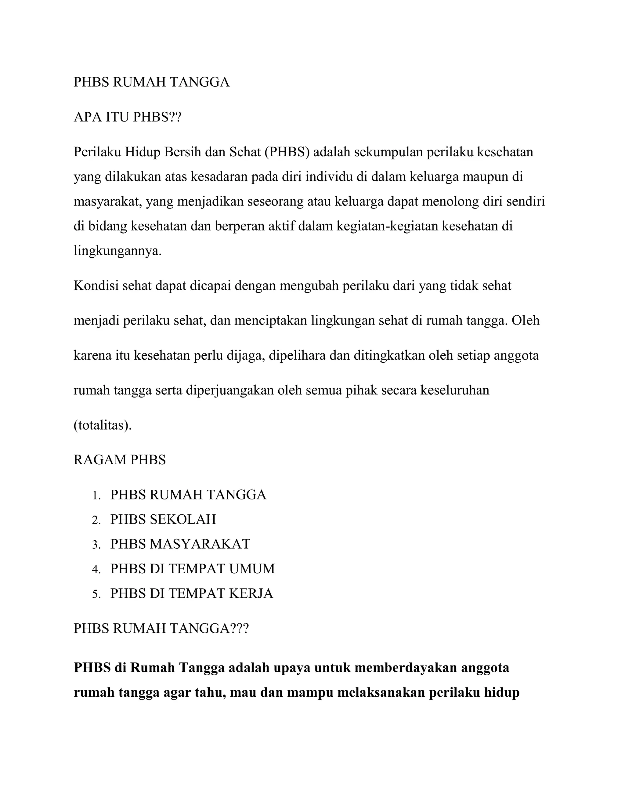 Phbs rumah tangga | DOCX