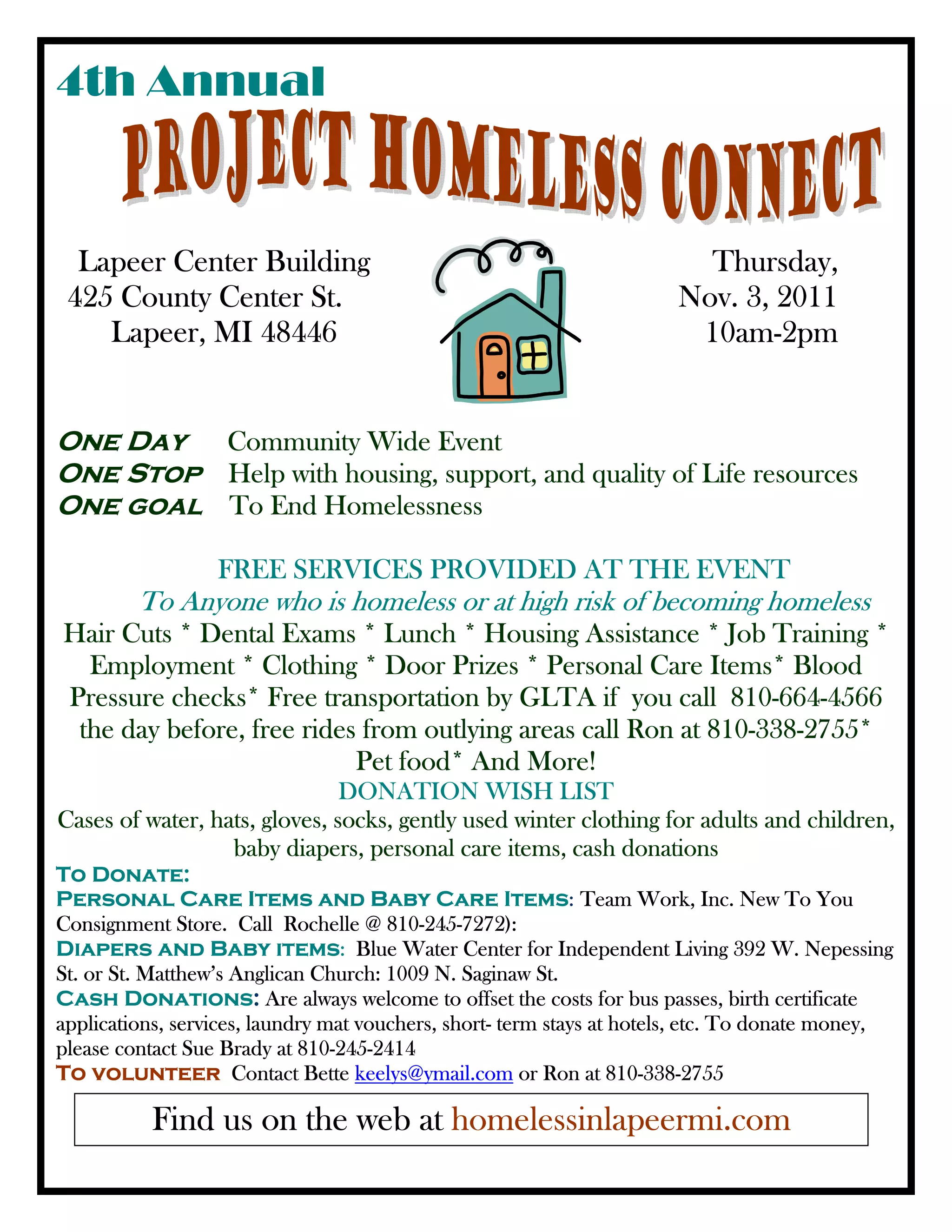 Project Homeless Connect Lapeer | PDF