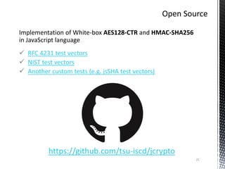 White-Box HMAC. Make your cipher secure to white-box attacks. | PPT