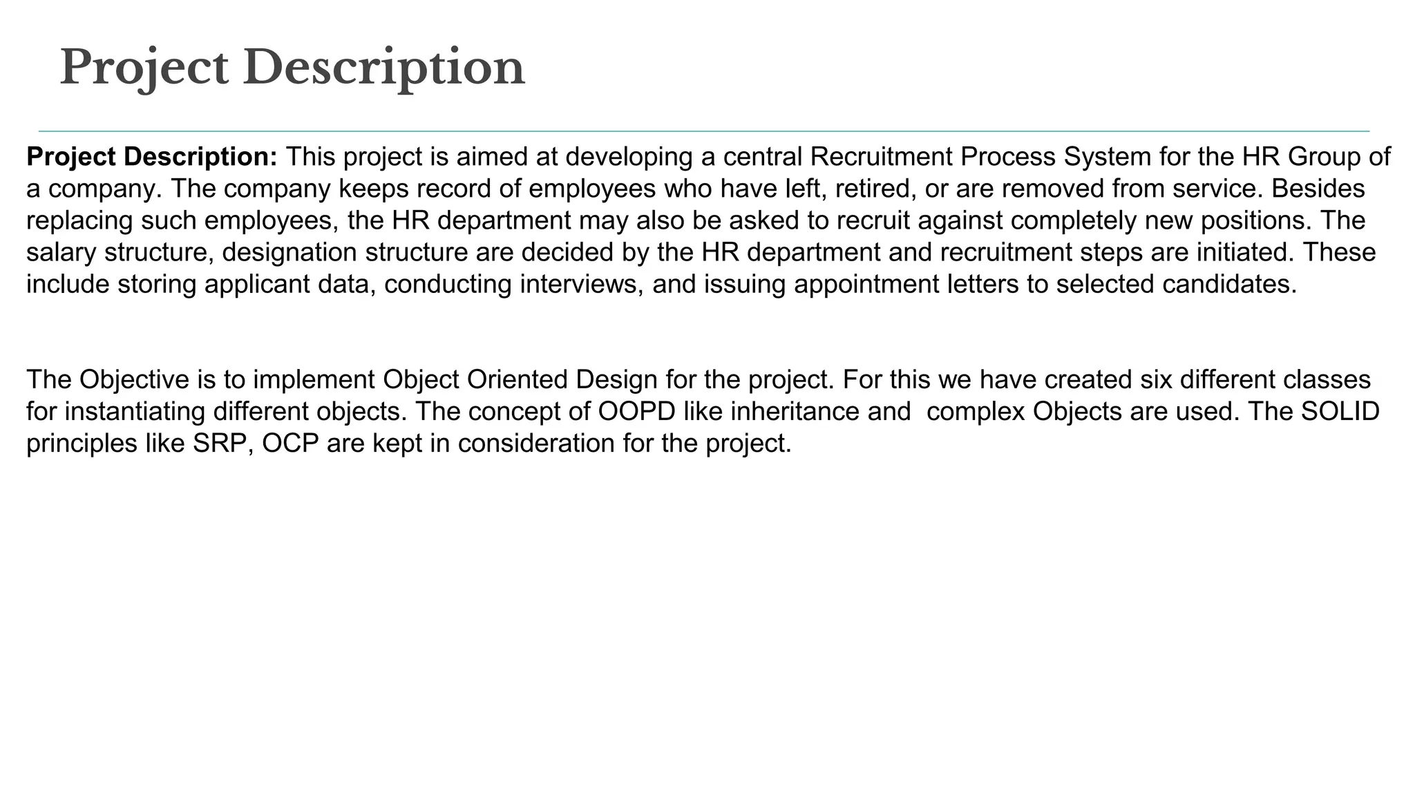 HR Recruitment System | PPTX | Programming Languages | Computing