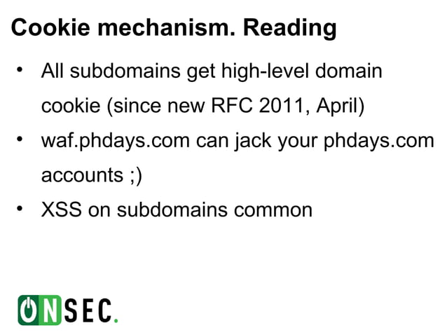 Cookie mechanism and attacks on web-client | PPT