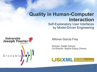 Quality in Human-Computer Interaction: Self-Explanatory User Interfaces by Model-Driven ...