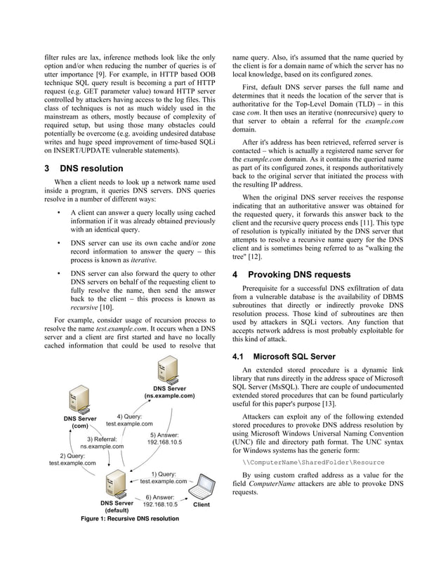 Data Retrieval over DNS in SQL Injection Attacks | PDF