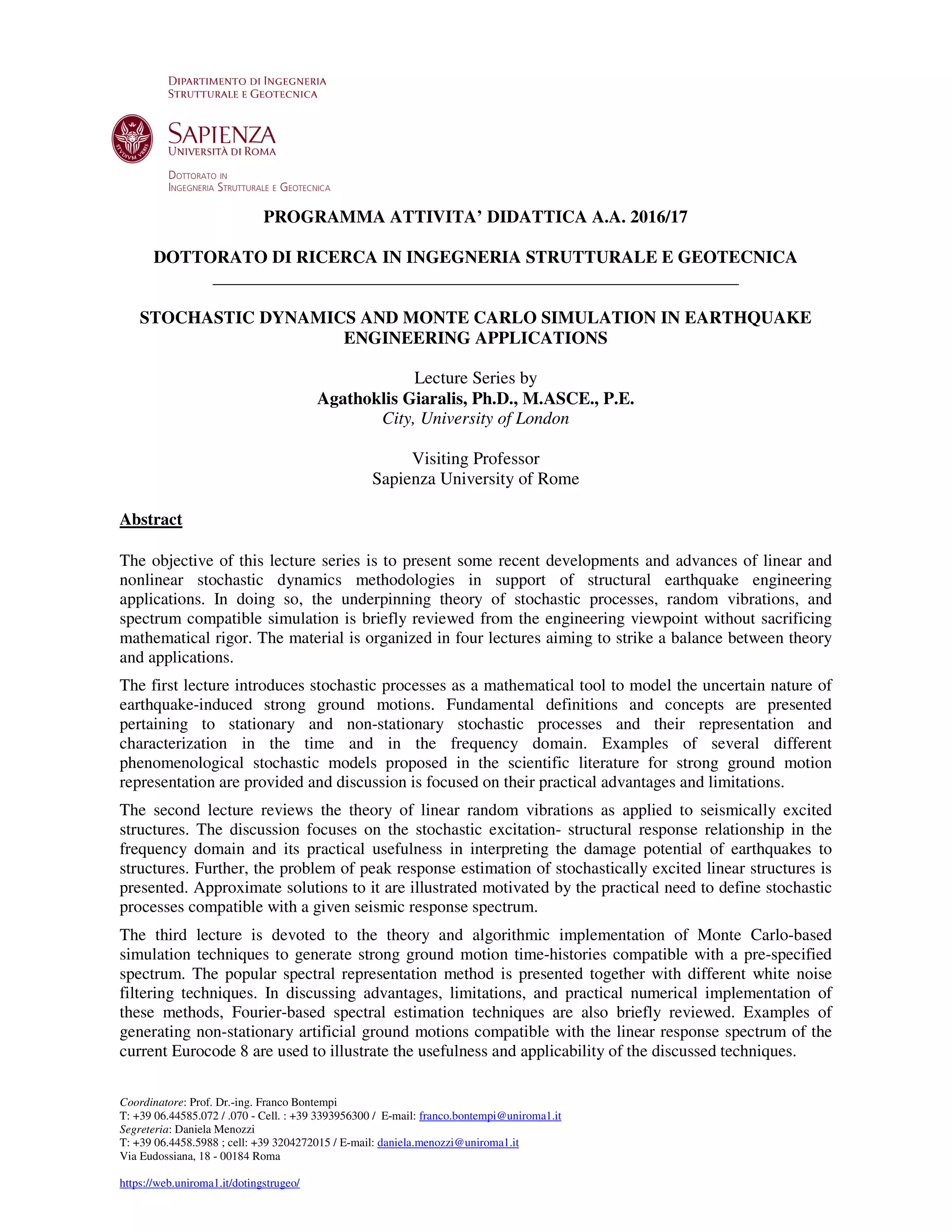 Stochastic Dynamics And Monte Carlo Simulation In Earthquake