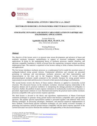 STOCHASTIC DYNAMICS AND MONTE CARLO SIMULATION IN EARTHQUAKE ENGINEERING APPLICATIONS | PDF