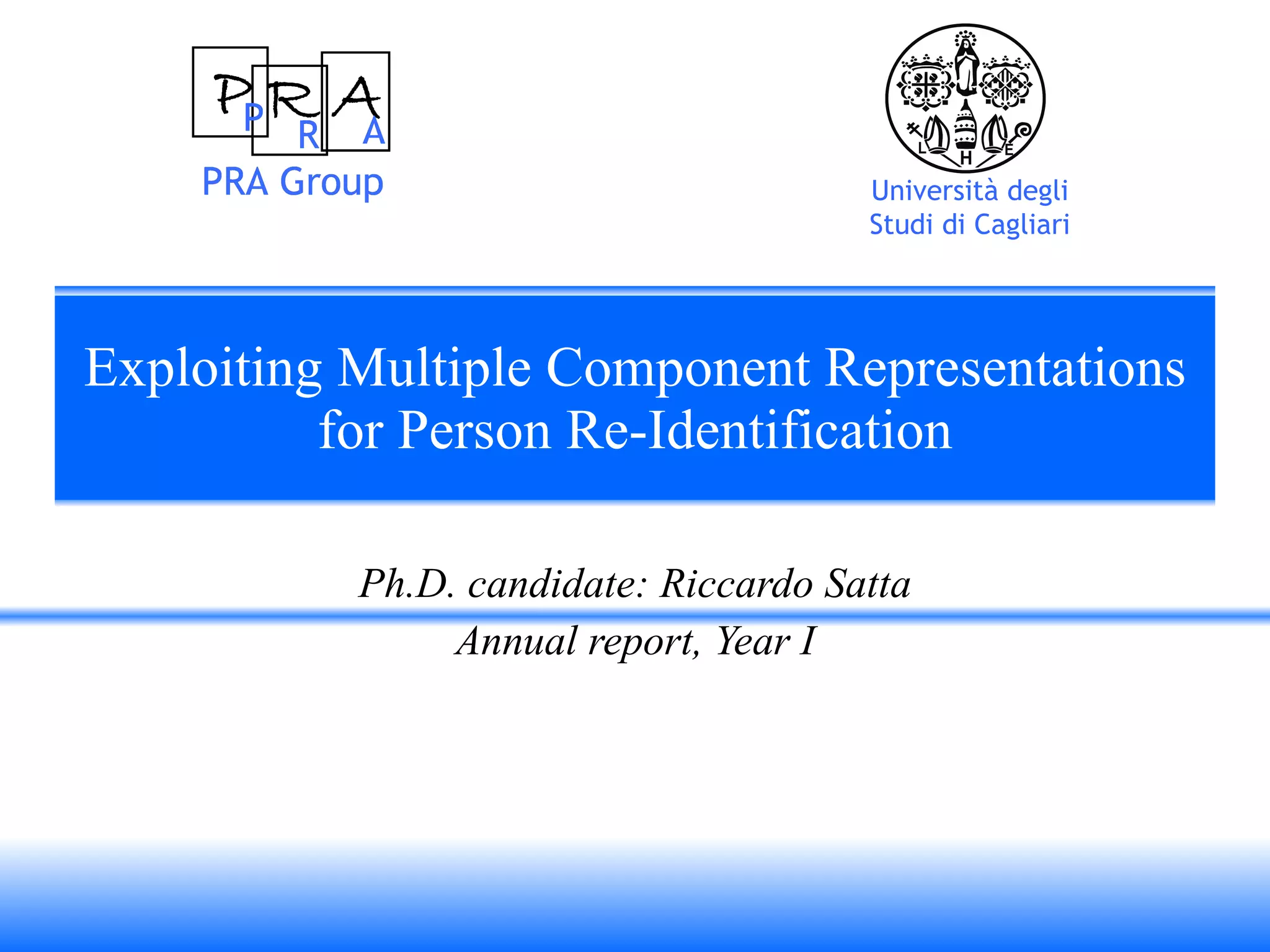 Person re-identification, PhD Day 2011 | PPT