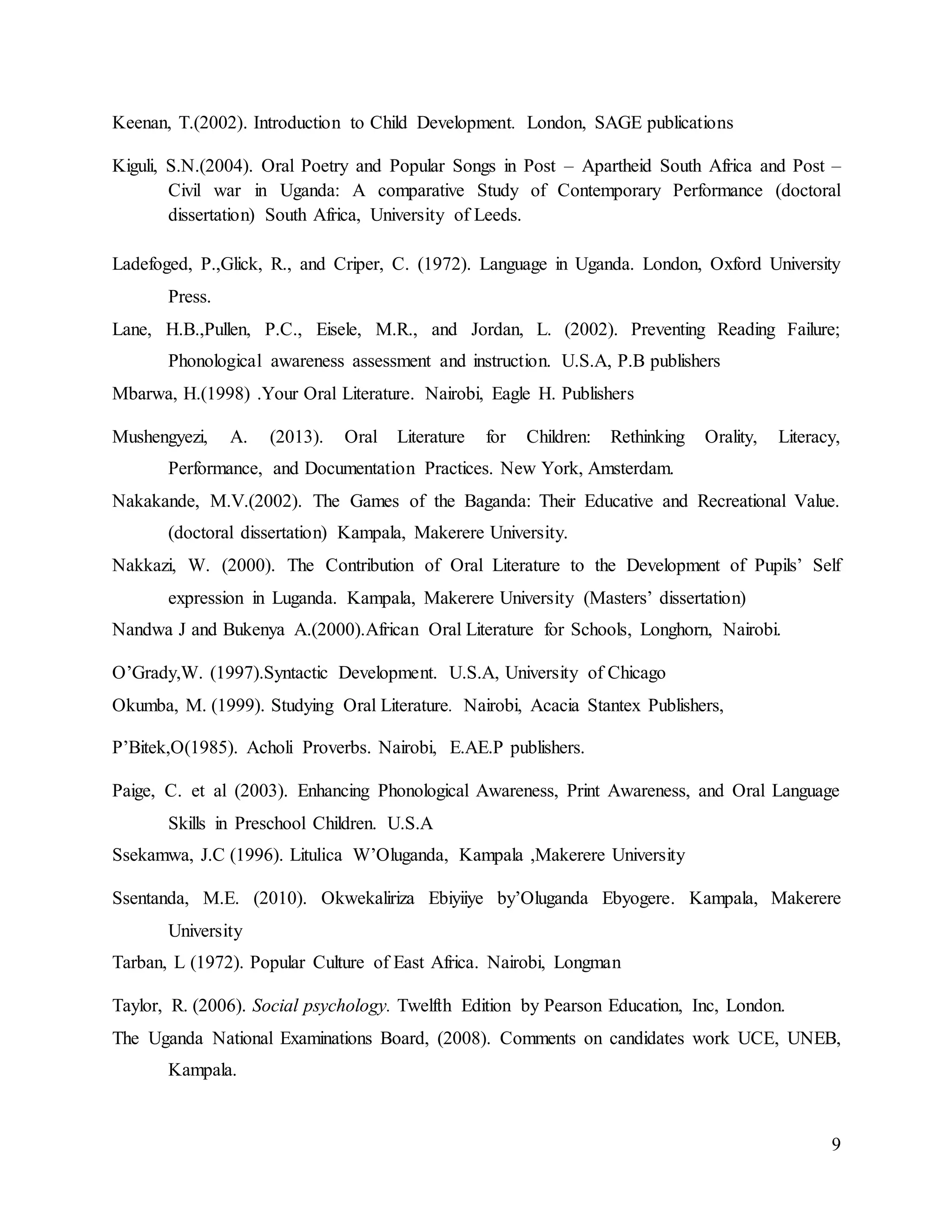 The Contribution of Luganda Oral Literature to Children Language ...