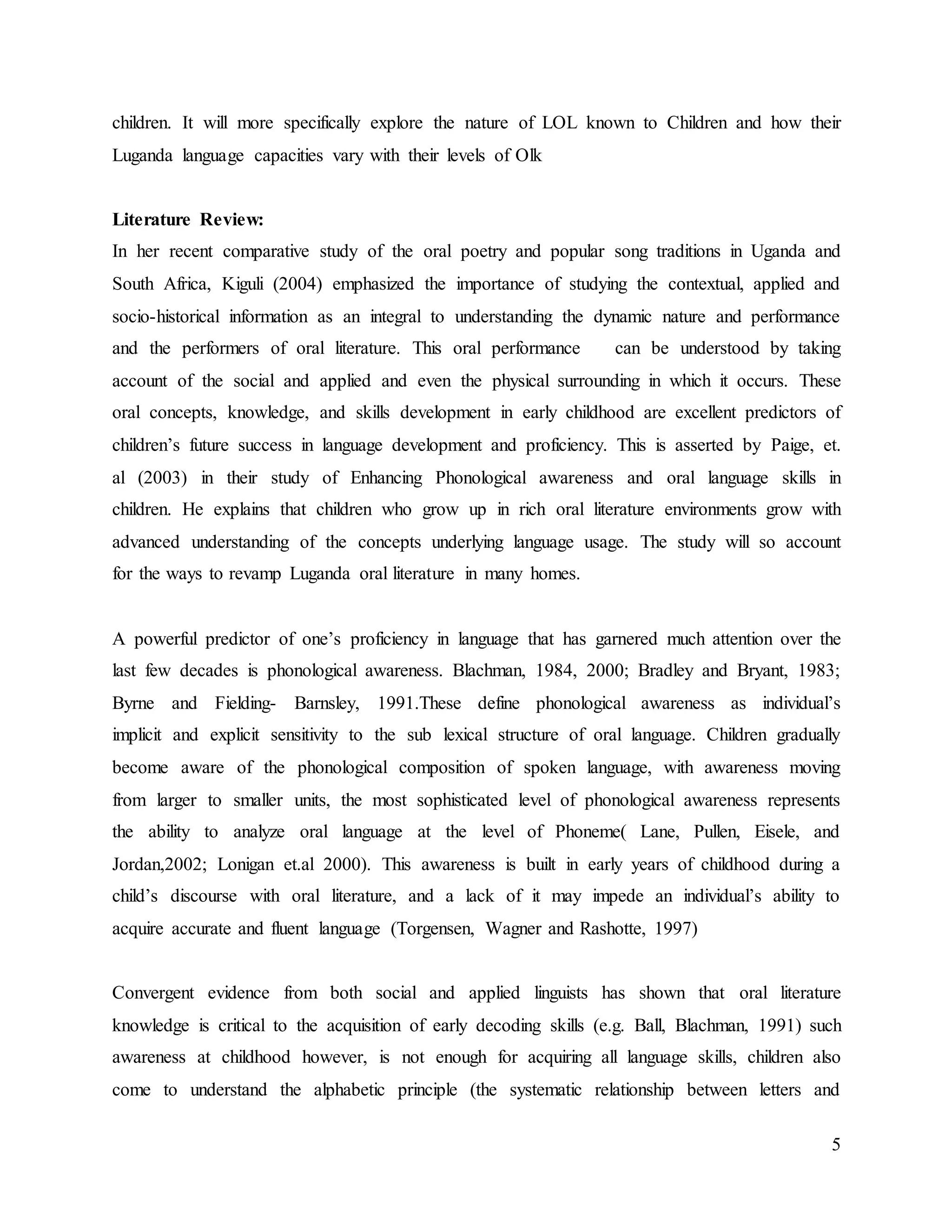 The Contribution of Luganda Oral Literature to Children Language ...