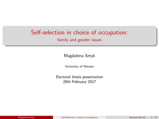 Self-selection in choice of occupations | PDF | Parenting | Family and ...