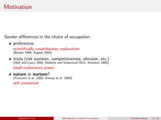 Self-selection in choice of occupations | PDF | Parenting | Family and ...