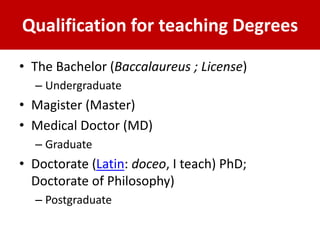 Types of Doctorate Degrees by Prof. Mohamed Labib Salem, March 2011 | PPT