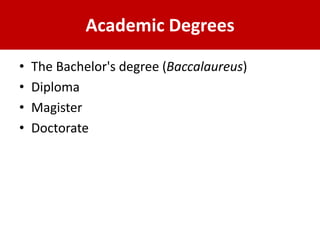 Types of Doctorate Degrees by Prof. Mohamed Labib Salem, March 2011 | PPT