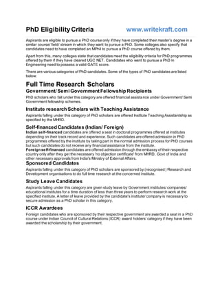 Ph d eligibility criteria www | DOCX