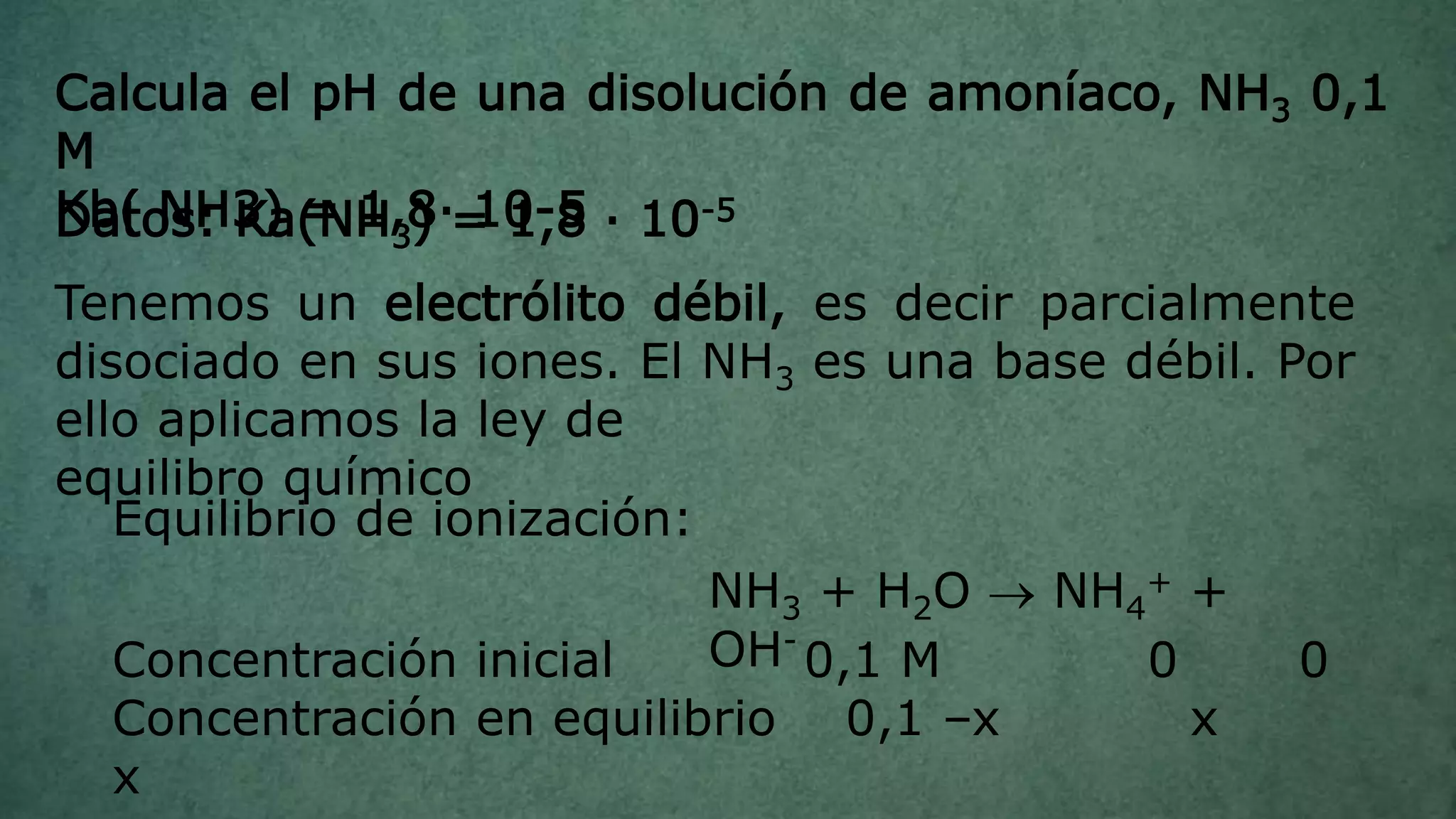 P h de una disolución de una base débil (amoníaco) | PPTX