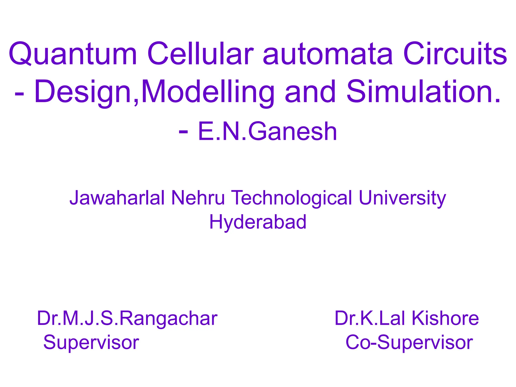 Quantum Cellular Automata design presentation slides | PPT