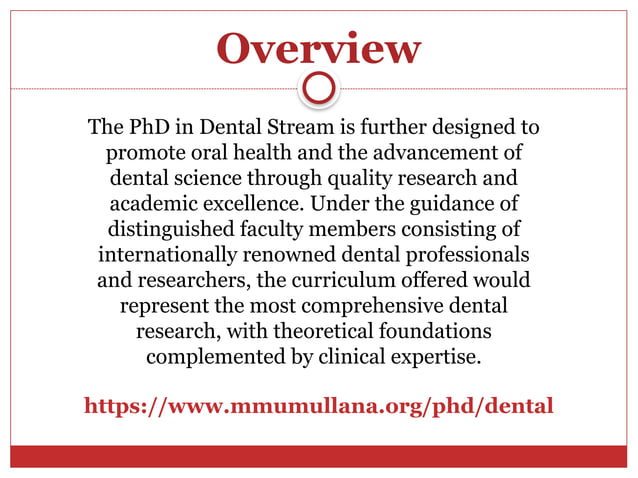 MMDU Mullana PhD in Dental Stream course | PPT
