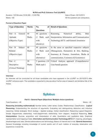M.Phil/Phd information brochure | PDF