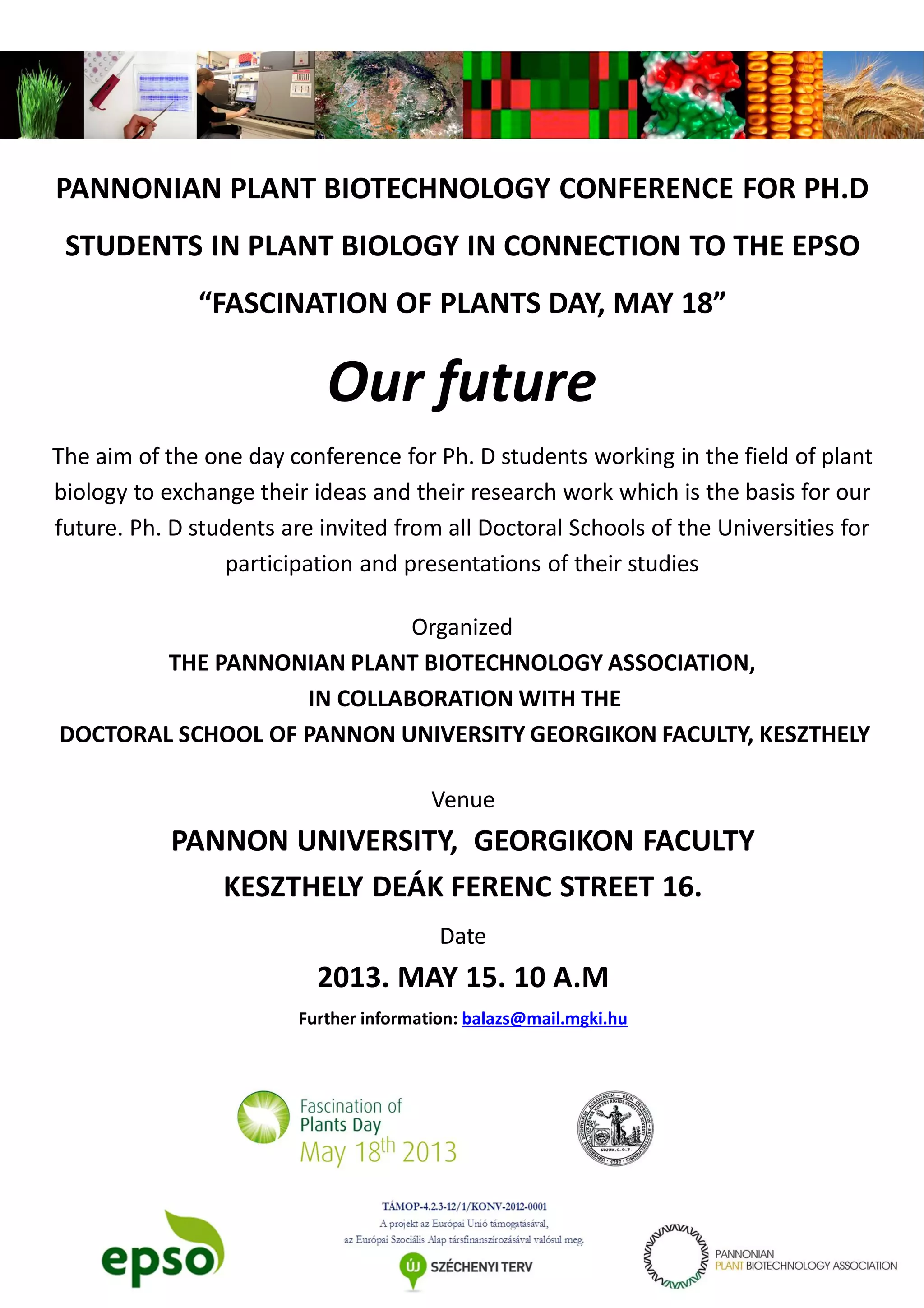 PANNONIAN PLANT BIOTECHNOLOGY CONFERENCE | PDF
