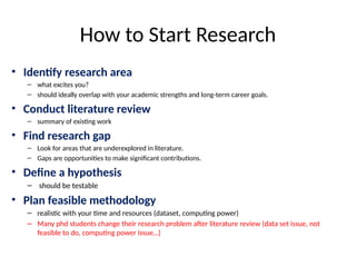 How to start PhD research basic guideline | PPTX
