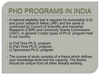 Phd programs in india | PPTX