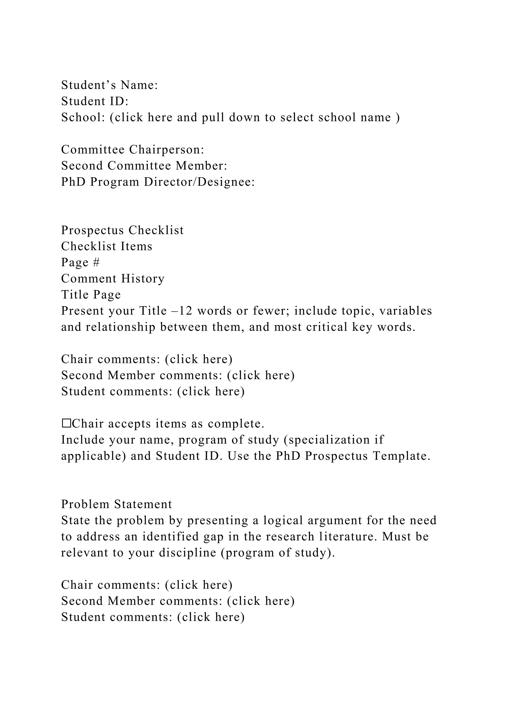 PhD Prospectus ChecklistThe following checklist, like the PhD Pr.docx