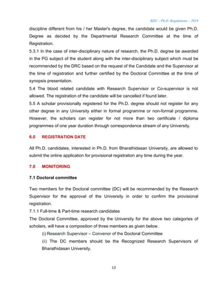 Ph d regulation_2019 bharathidasan university | PDF