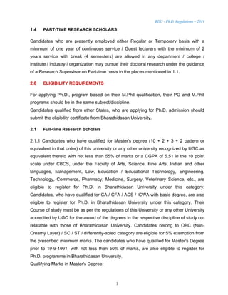 Ph d regulation_2019 bharathidasan university | PDF