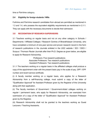 Ph d regulation_2019 bharathidasan university | PDF