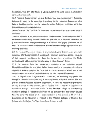 Ph d regulation_2019 bharathidasan university | PDF