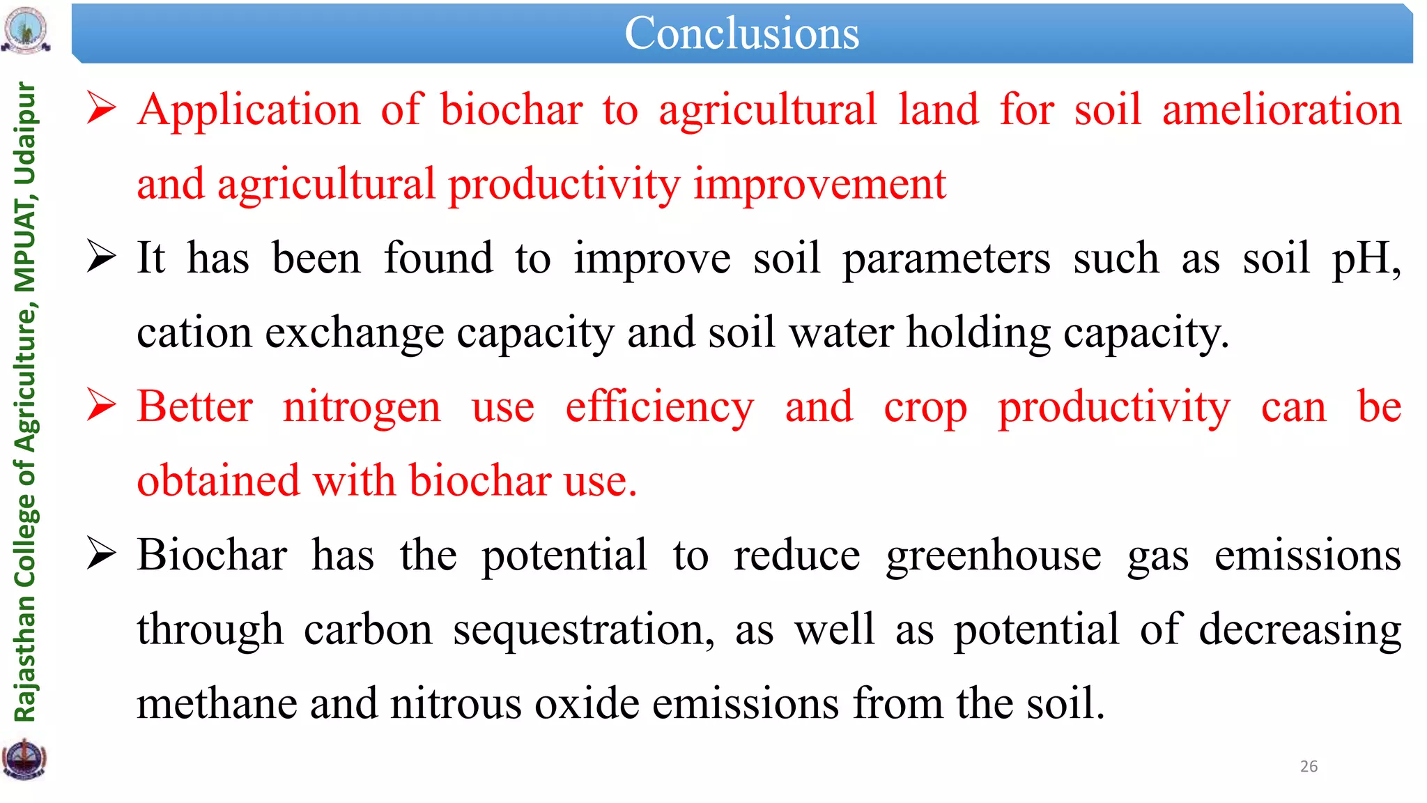Effect of Biochar on Crop Productivity and Soil Health | PPT