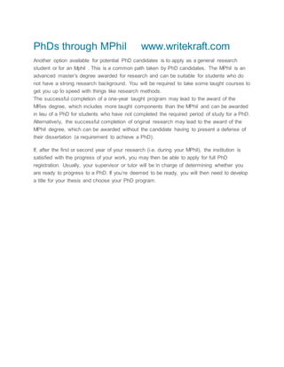 Phd through mphil | PDF