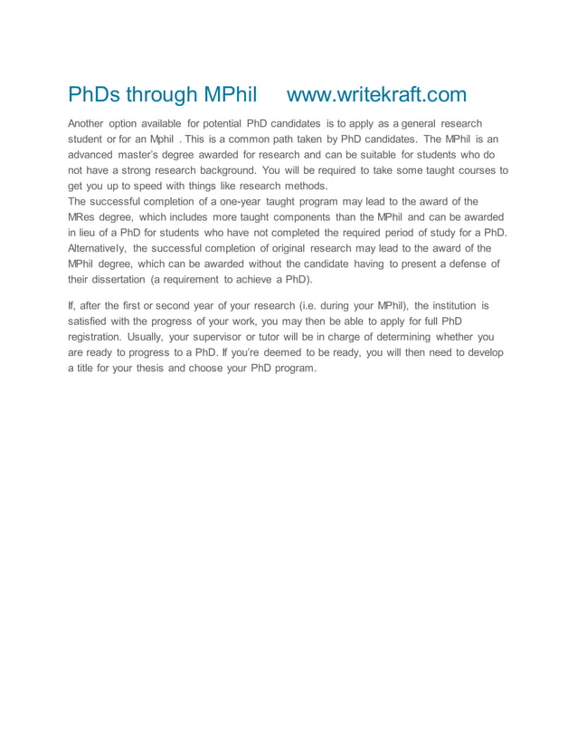 Phd through mphil | PDF