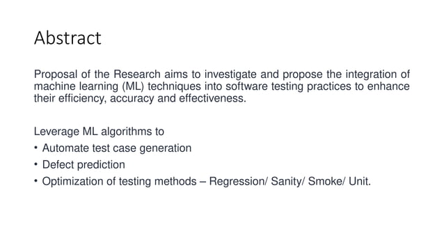 Enhancing Software Testing using Machine Learning Techniques | PPT