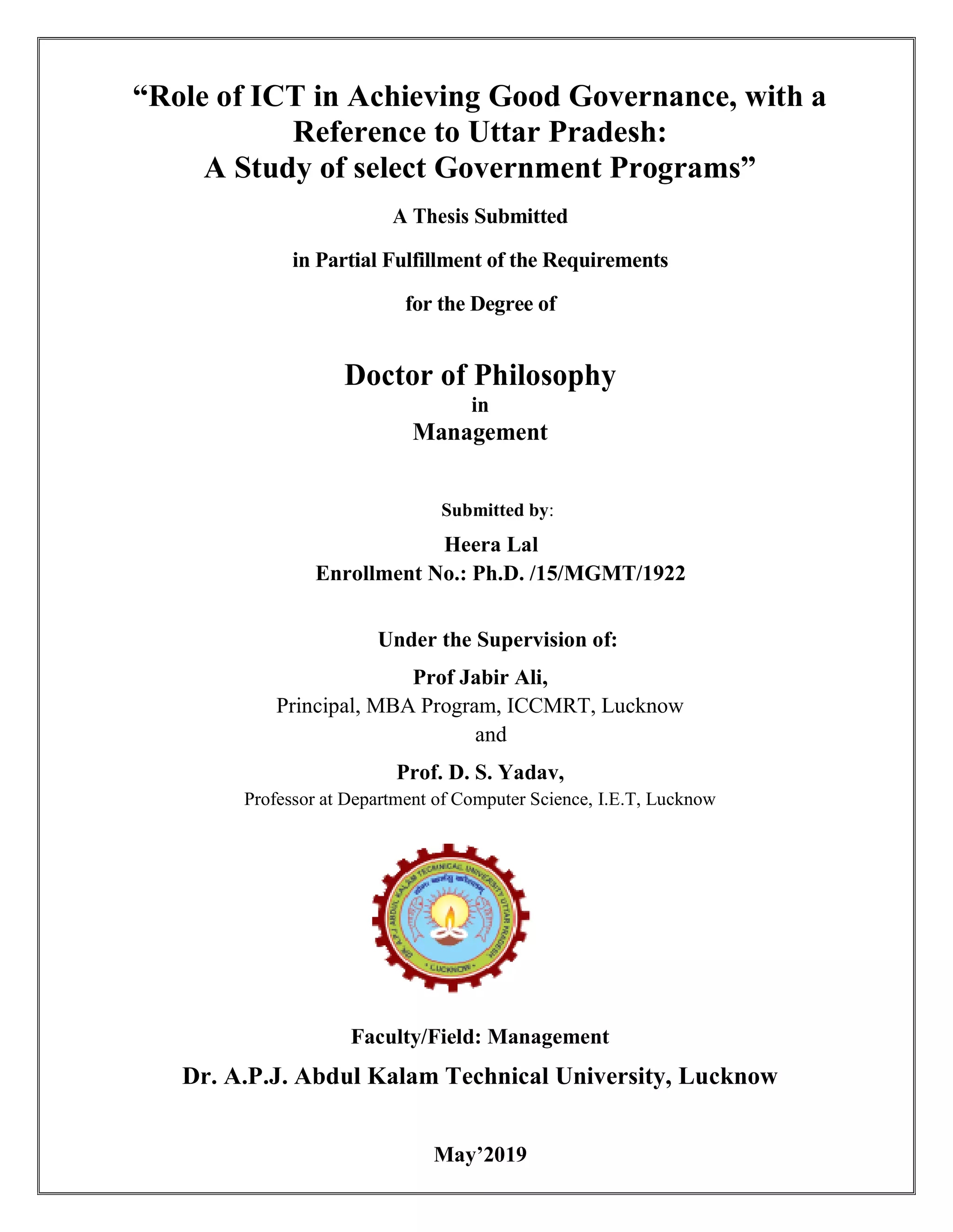 Ph.D. Thesis By Heera Lal | PDF